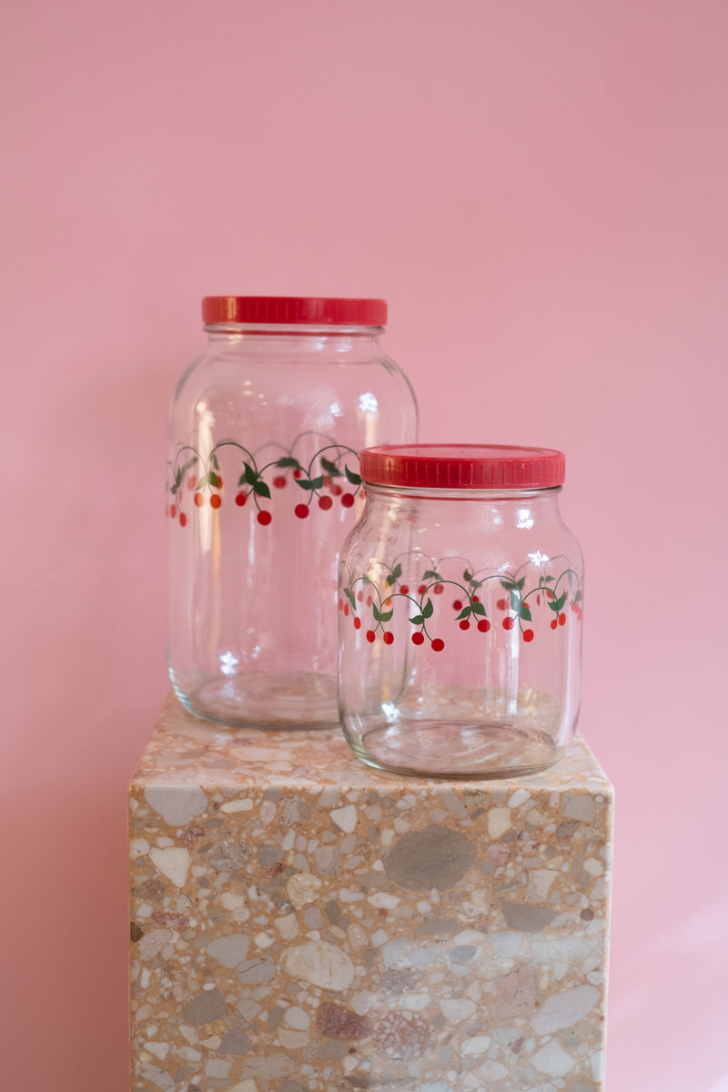 Vintage Wheaton Cherry Pattern Glass Storage Jars – The Apartment TO