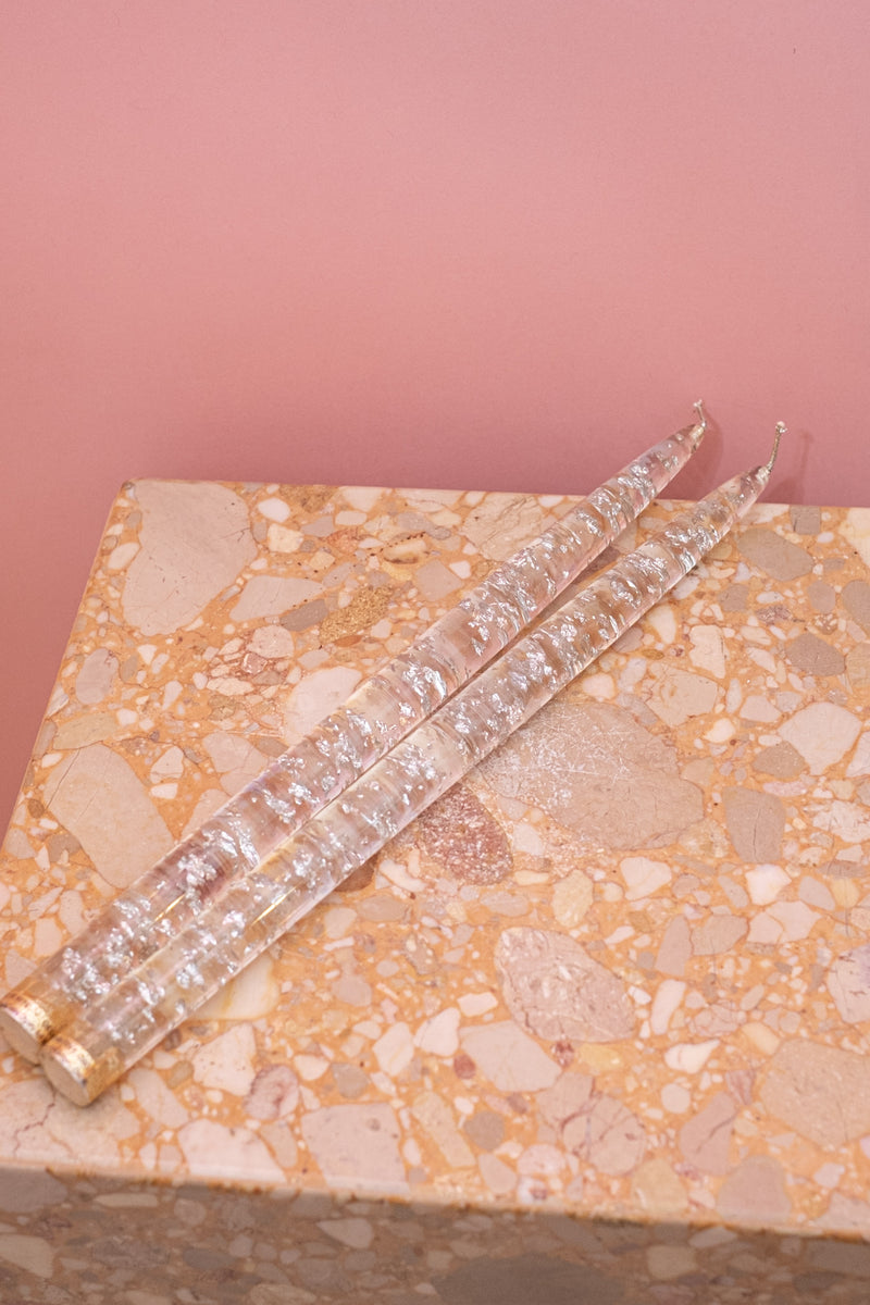 Vintage Lucite Candles Clear with Silver Flaskes – The Apartment TO