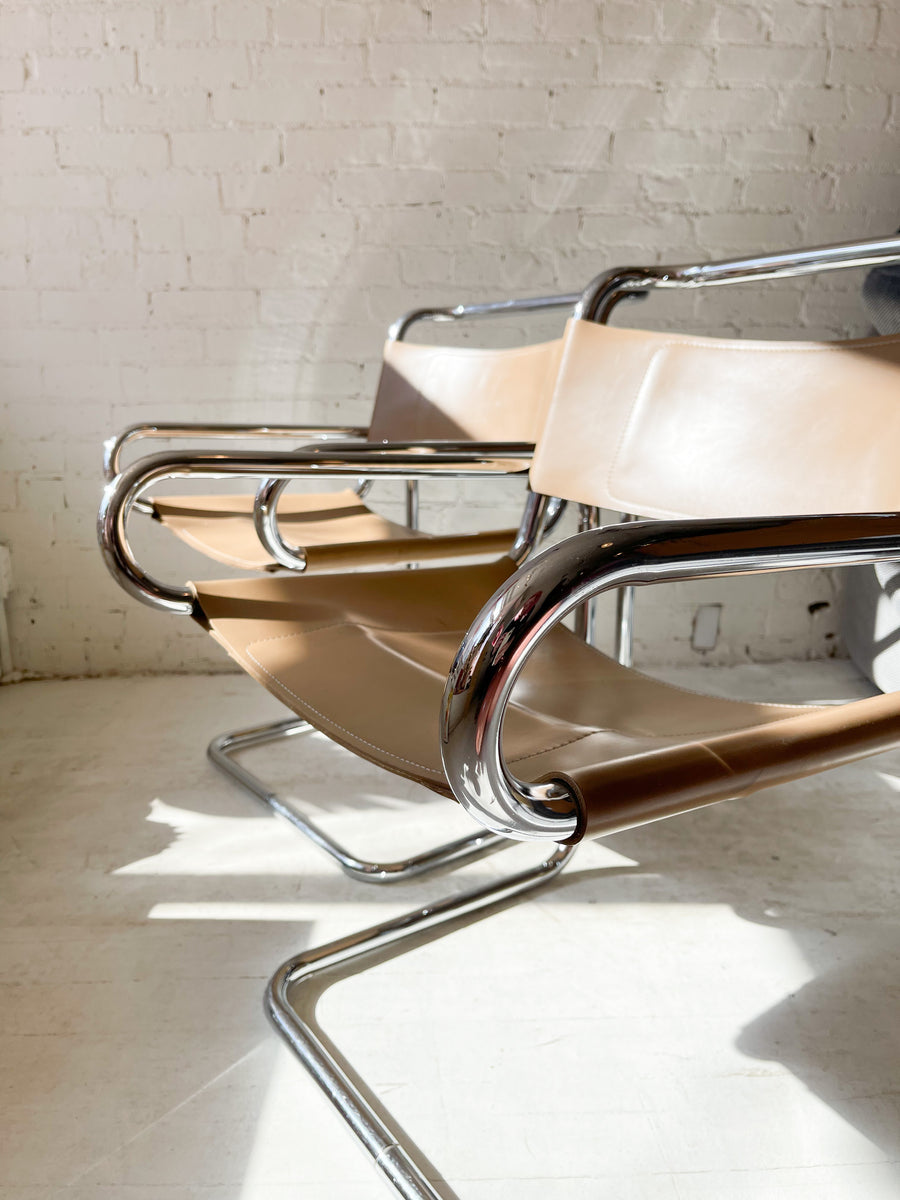 Vintage 1960's Ralph Rye Tubular Chrome and Leather Cantilevered Chair ...